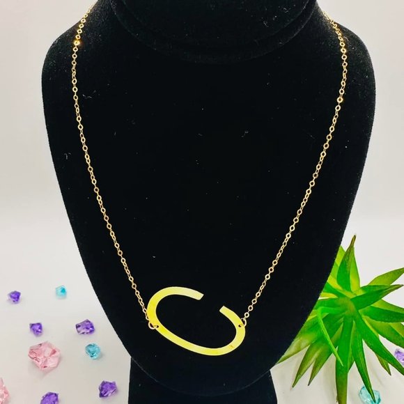 Jewelry | 18k Solid Gold Letter Centered Necklace C | Poshmark